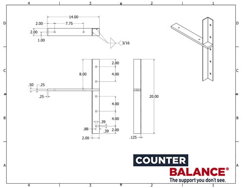 CounterBalance Extended Concealed Flat Bracket