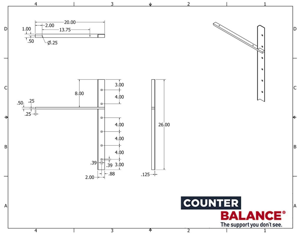 CounterBalance Extended Concealed Flat Bracket