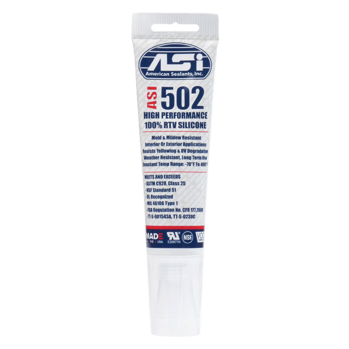 American Sealants ASI 502 100% RTV Silicone - 2.8oz squeeze tube