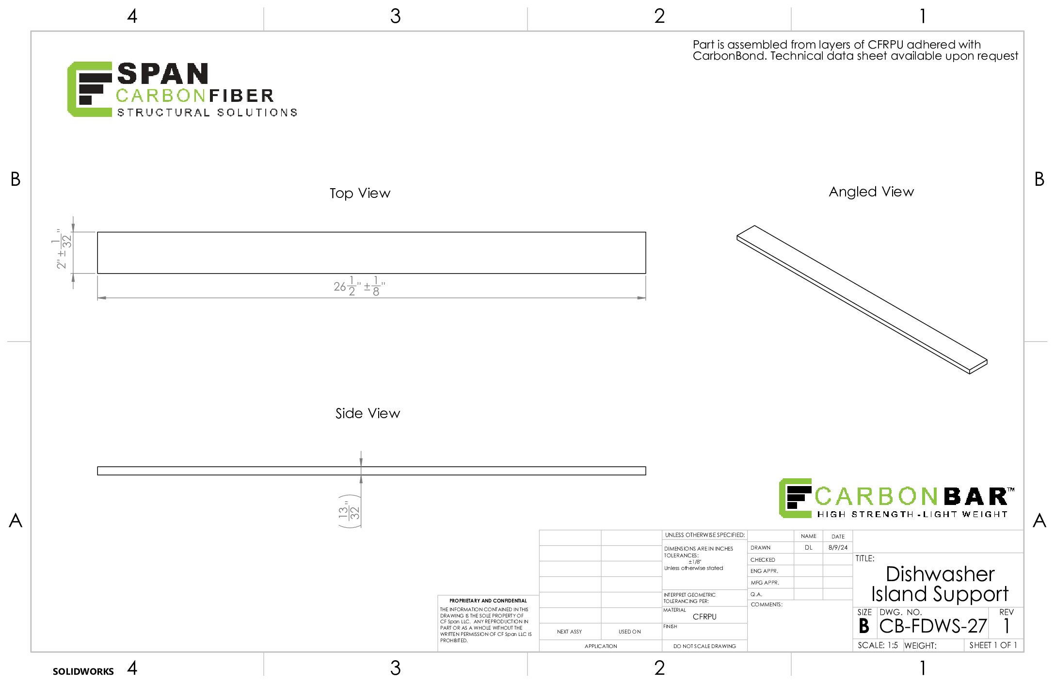 Carbonbar Dishwasher Support 26.5" Bar (Single)
