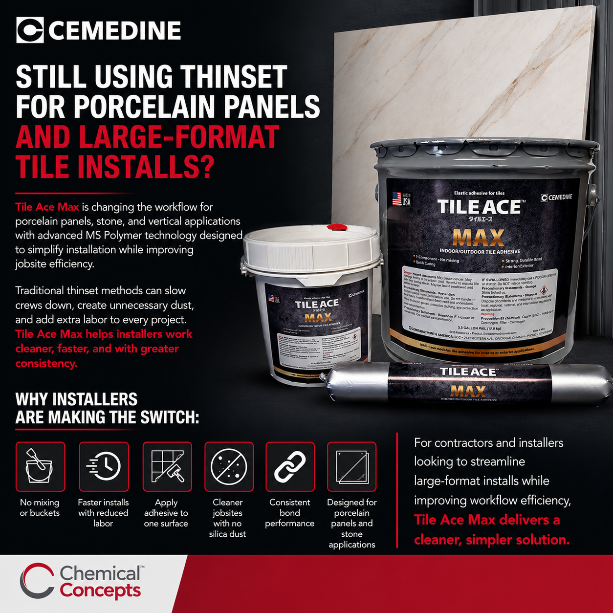 Cemedine Tile Ace MAX | Large Format Tile & Panel Adhesiv